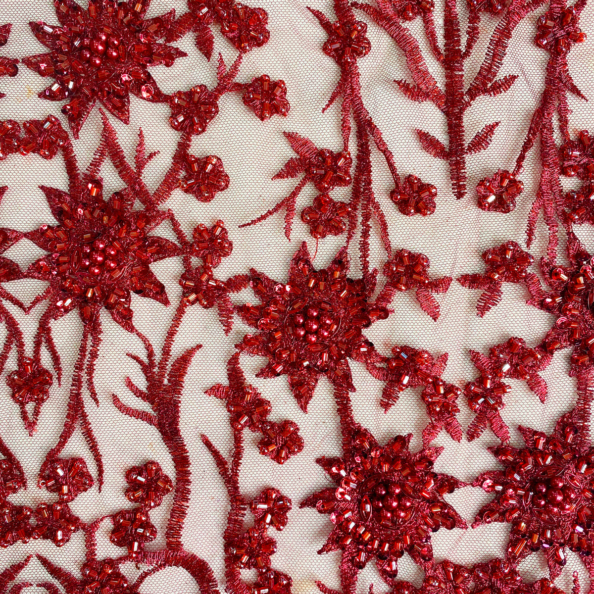 Light Gold Beaded Floral Fabric – Trap Fabricks